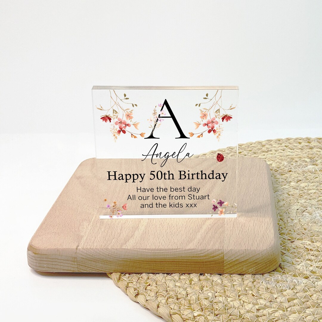 50th Birthday Plaque, 50th Birthday Gift for Her, Birthday Keepsake for ...