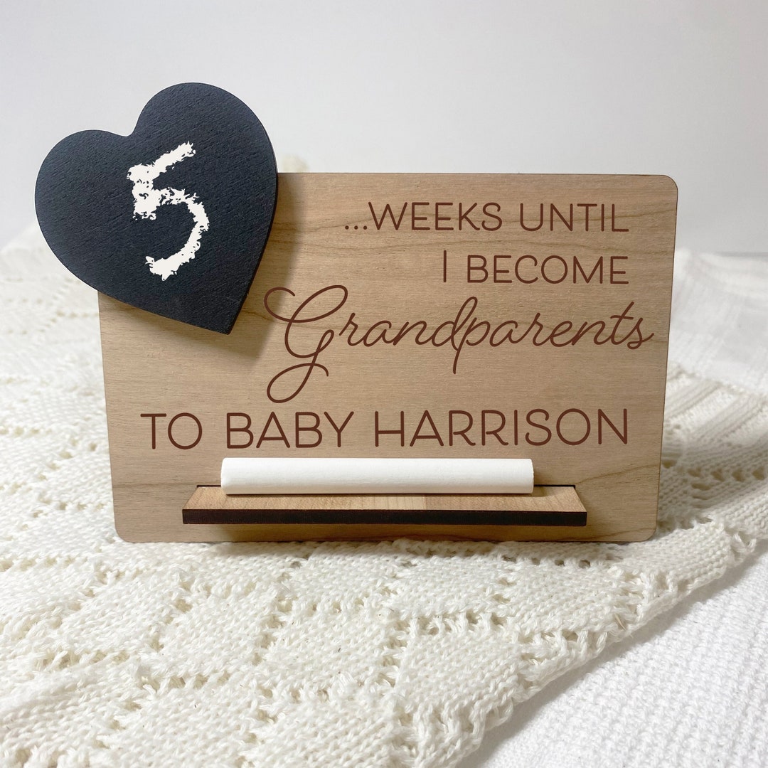 Grandparents Baby Announcement, Baby Countdown Plaque, Personalised ...