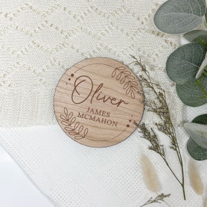 Baby Name Announcement Wooden Sign With Personalised, New Baby Arrival ...