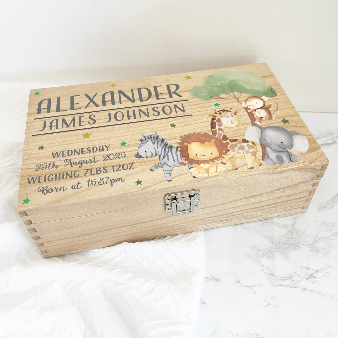 Baby Memory Box, Personalised Keepsake Box for Newborn Baby, Special ...