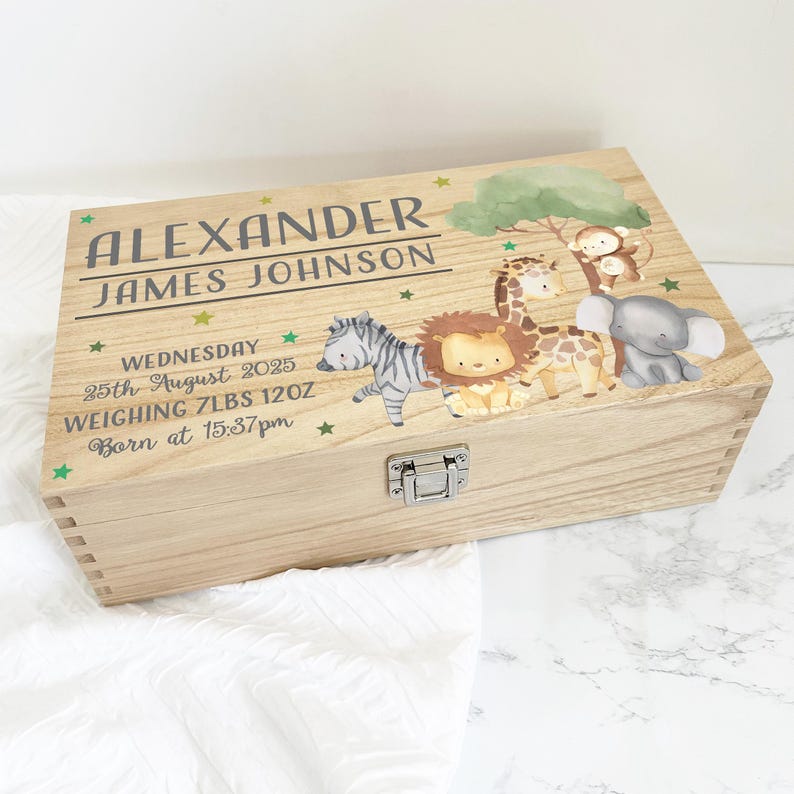Baby Memory Box, Personalised Keepsake Box for Newborn Baby, Special ...