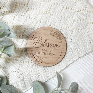 Baby Name Announcement Wooden Sign With Personalised, New Baby Arrival ...