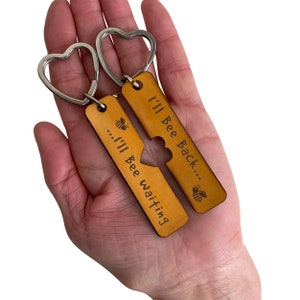 His & Hers Pair of Keyrings Leather Key Tag Pendant Engraved | Etsy