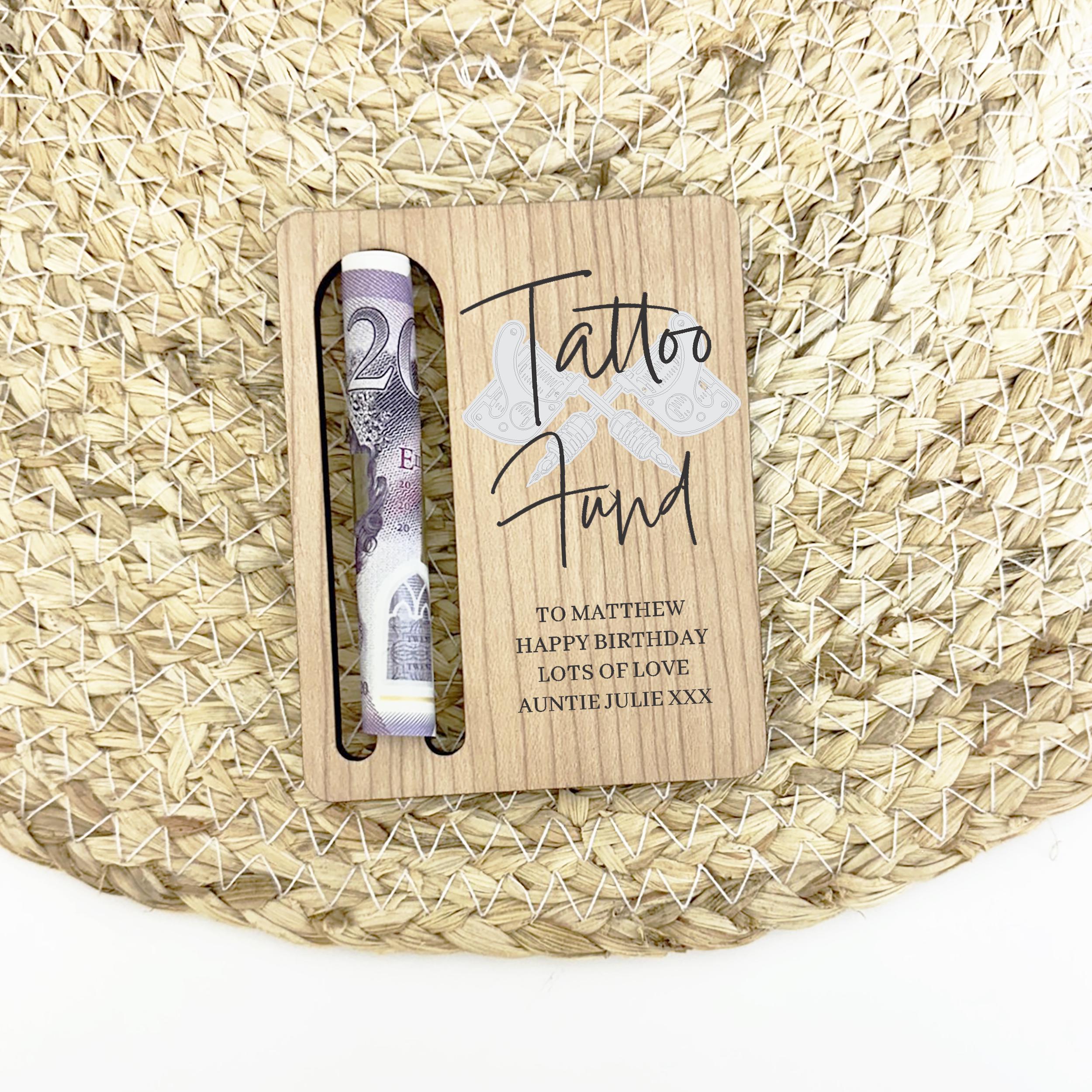 Tattoo Fund Money Wallet Gift, Personalized Wooden Money Holder - Etsy