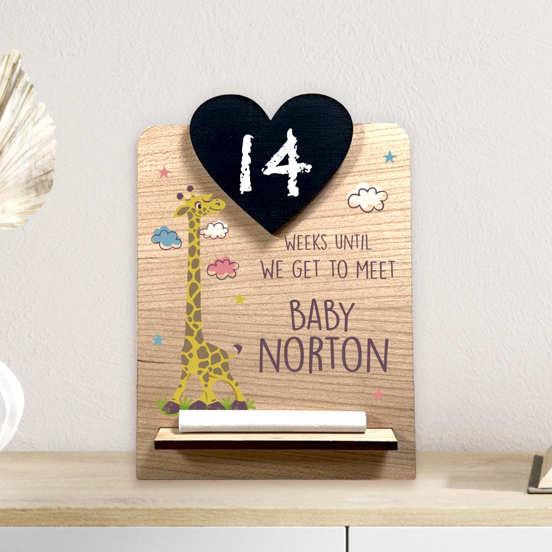 Baby Arrival Countdown Plaque, Personalised Countdown to Baby Birth ...