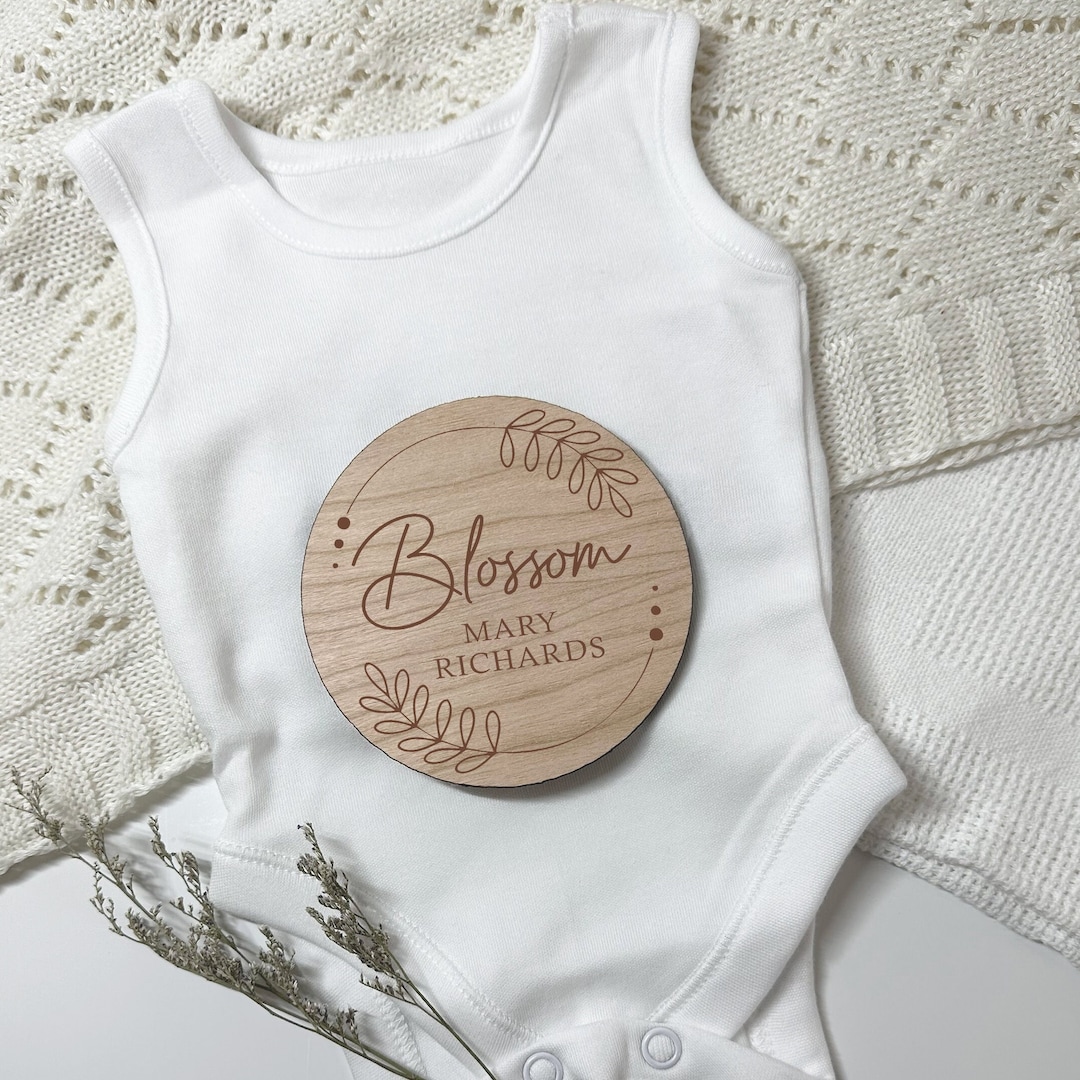 Baby Name Announcement Wooden Sign With Personalised, New Baby Arrival ...
