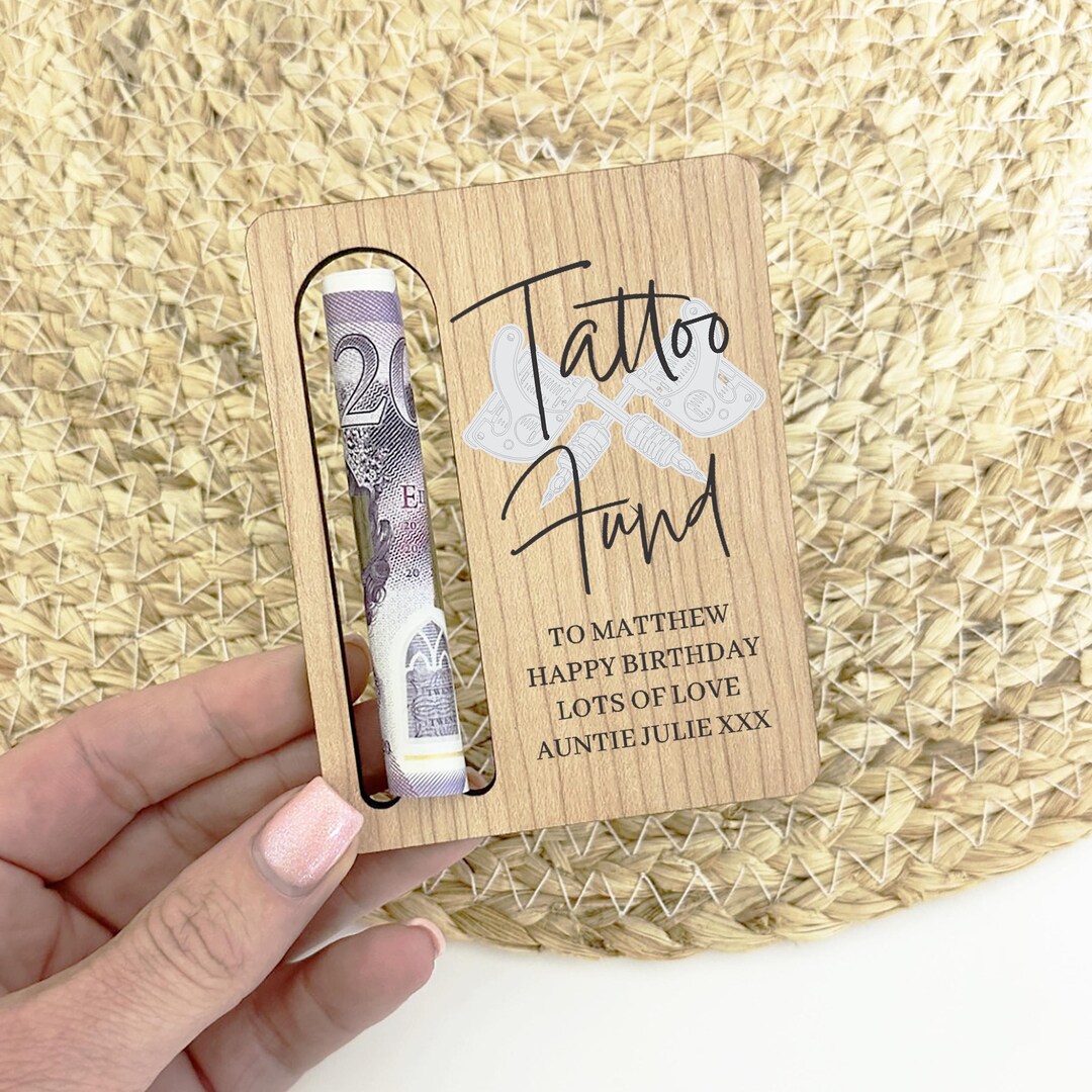 Tattoo Fund Money Wallet Gift, Personalized Wooden Money Holder - Etsy