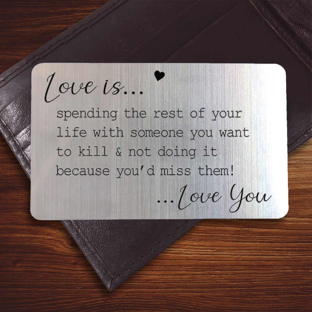 Boyfriend Gift Wallet Insert, Valentines Gift, Husband Gift, Engraved ...