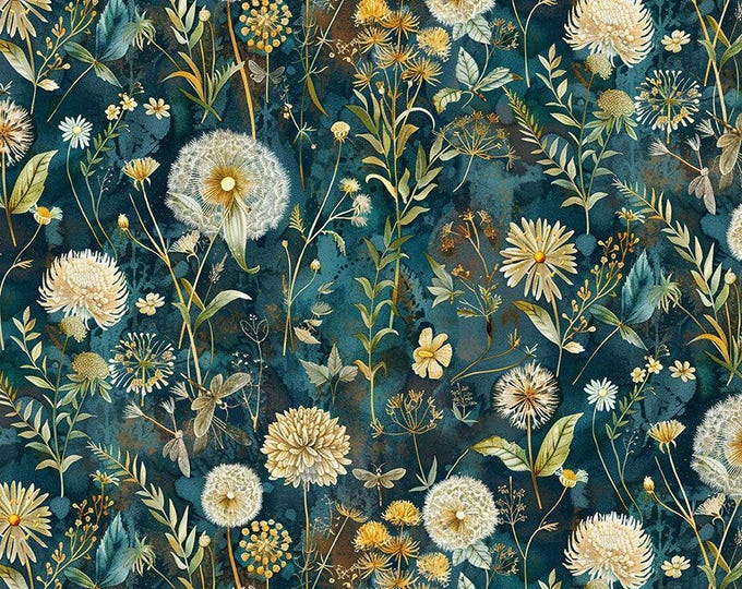 Forest Whisper Midnight Wild Floral by Timeless Treasures, Field of ...