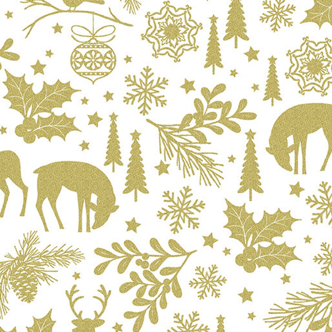 Holiday Sparkle Forest Fabric by Kanvas Studio for Benartex, Ivory ...