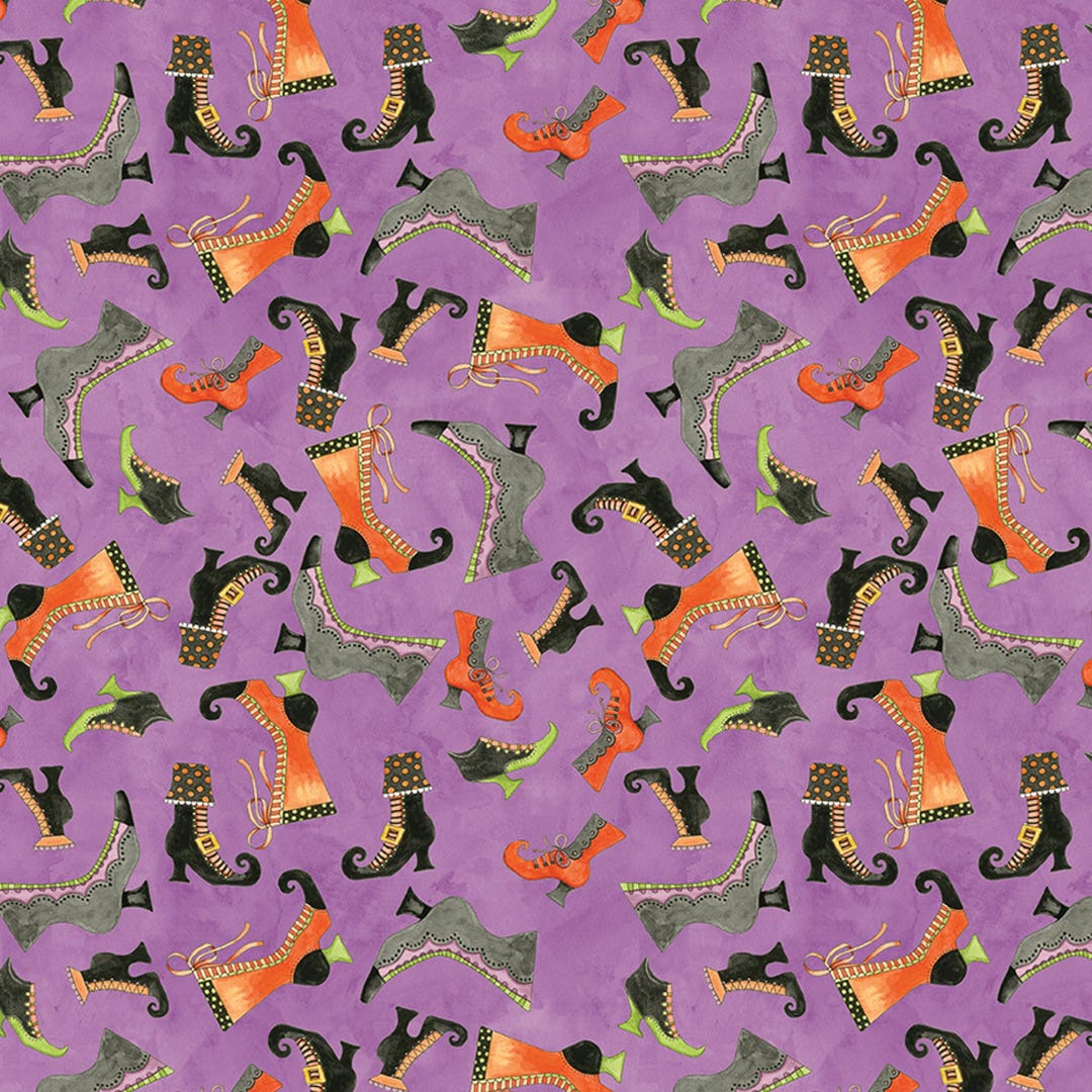 Ghoul Friends Boot Toss Purple Fabric by Riley Blake Designs, Witches ...
