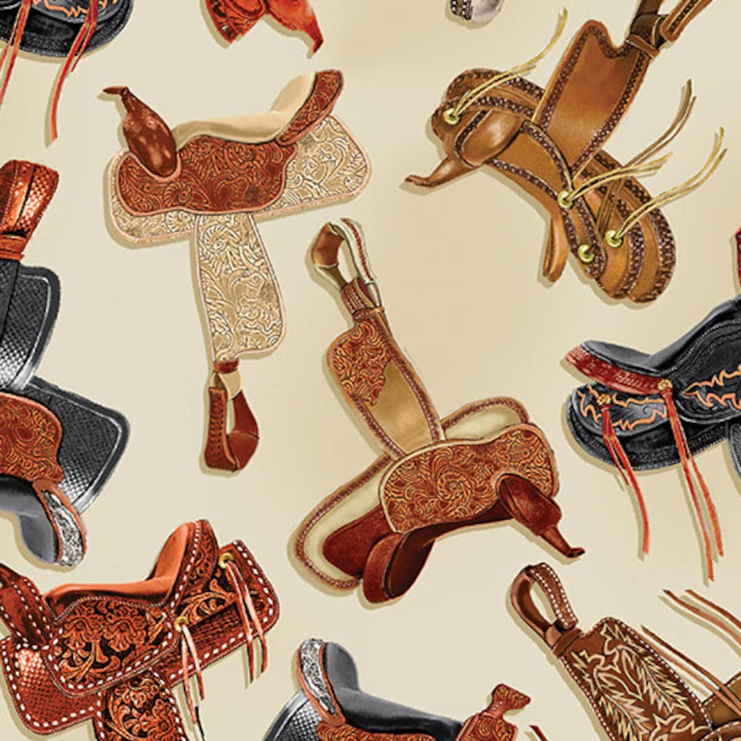 Yellowstone in the Saddle Ecru, Fabric by Benartex, Western Fabric ...