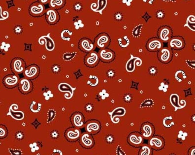 Rootin Tootin Fabric by Michael Miller, Vintage Bandana, Western Cowboy ...