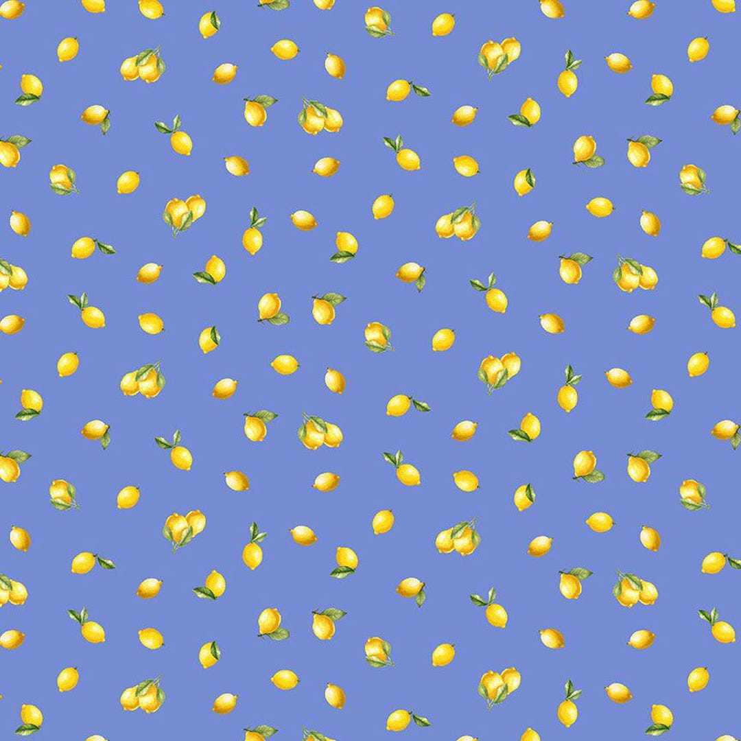 Limoncello Tossed Mini Lemons on Blue Fabric by Timeless Treasures ...
