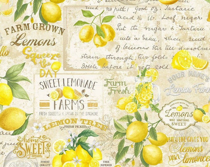 Lemon Bouquet, Lemon Farm Collage Fabric by Timeless Treasures - Etsy