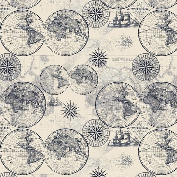 World Map Fabric - Etsy