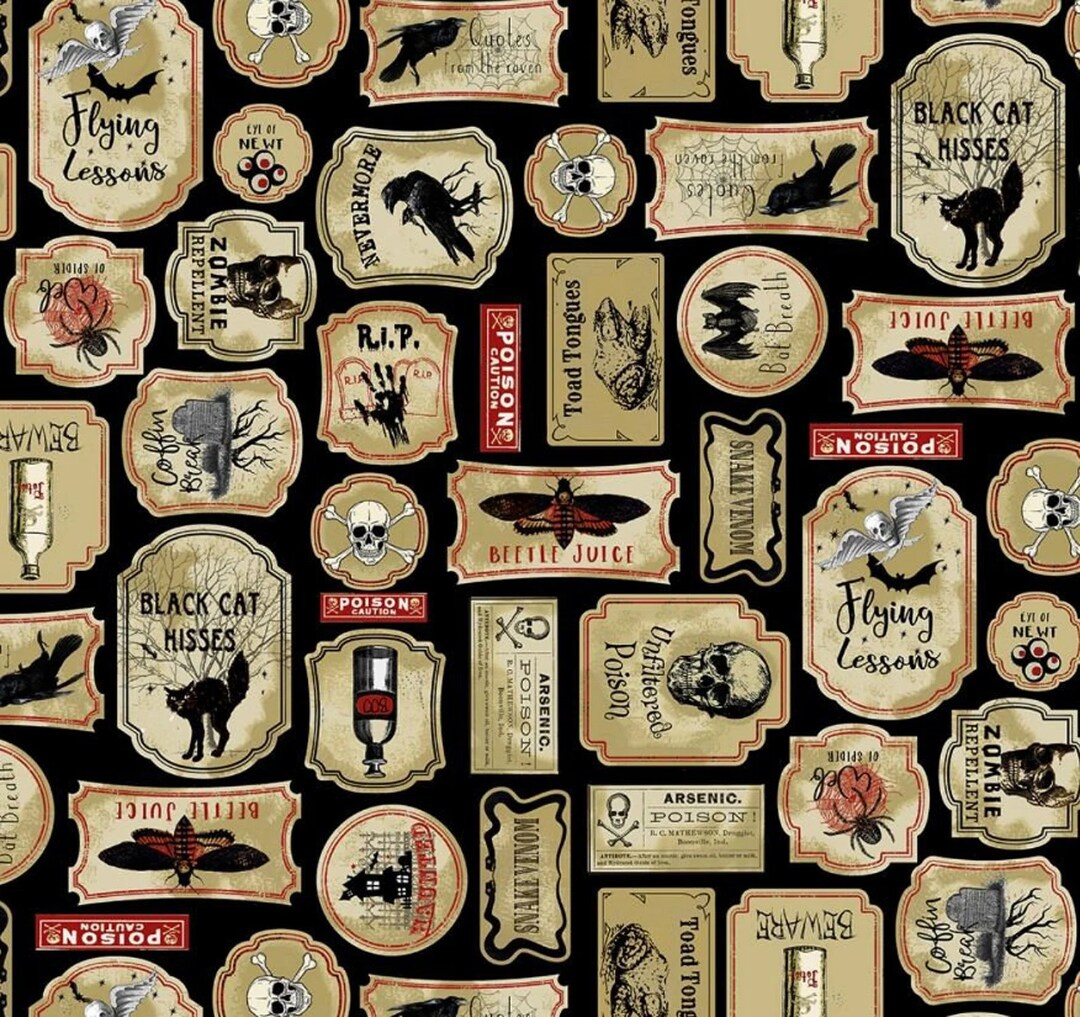 Wicked Eve Spooky Labels Halloween Fabric by Timeless Treasures - Etsy