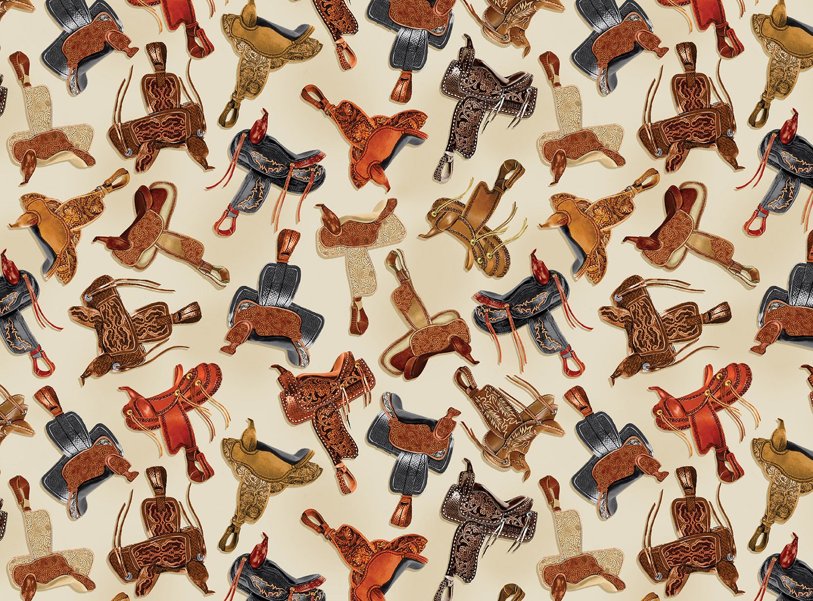 Yellowstone in the Saddle Ecru, Fabric by Benartex, Western Fabric ...