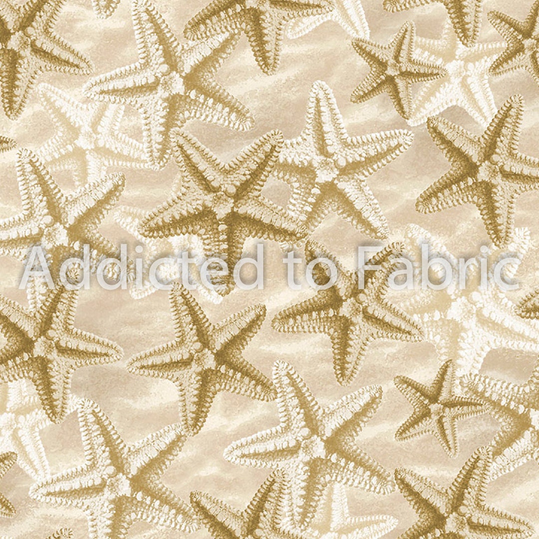 Welcome to the Beach Fabric by Timeless Treasures, Starfish, Sand ...