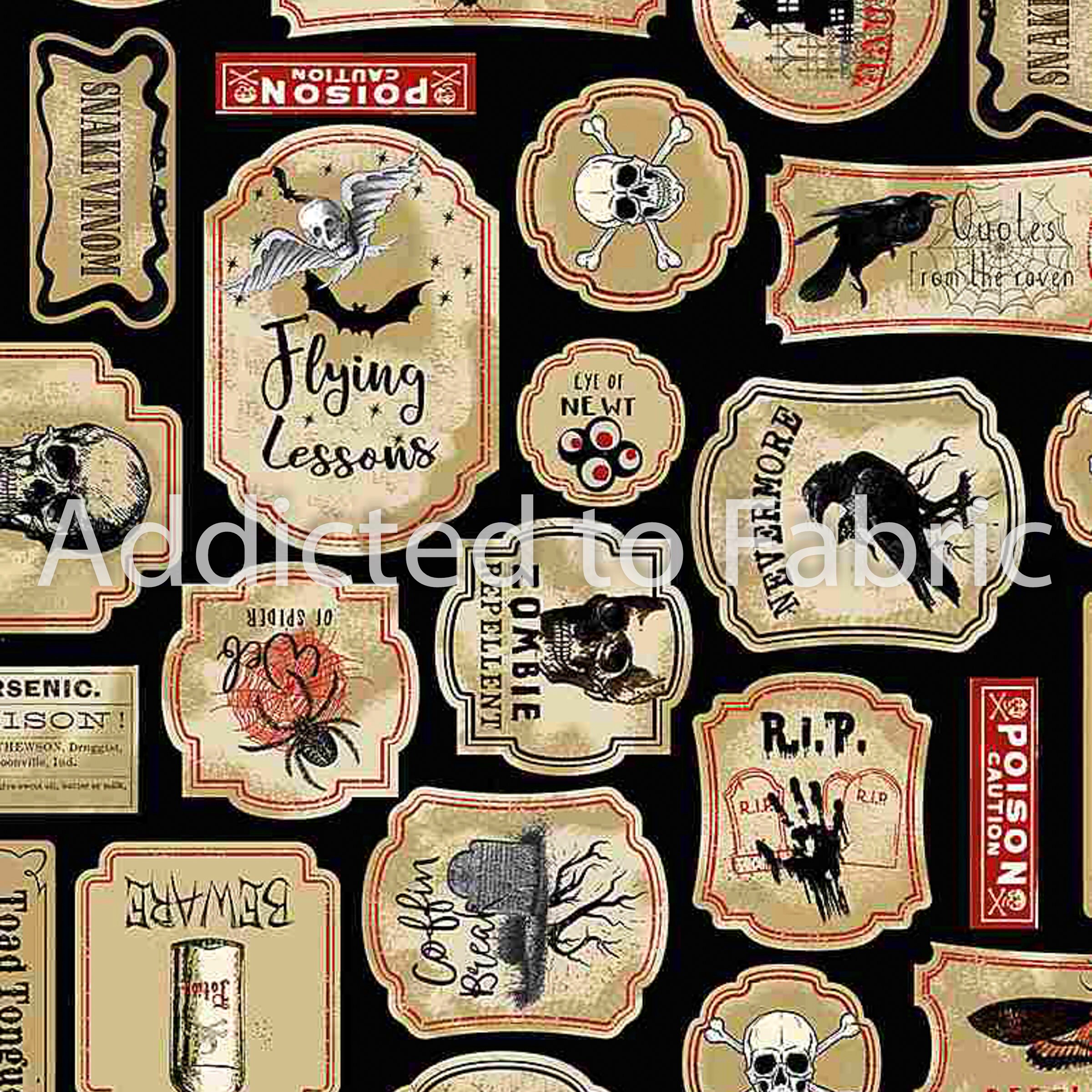 Wicked Eve Spooky Labels Halloween Fabric by Timeless Treasures - Etsy