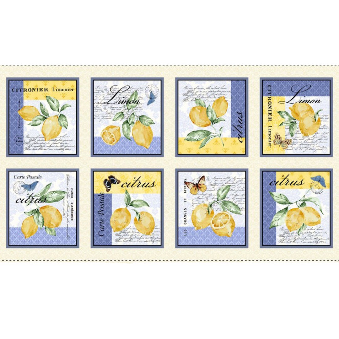 Limoncello Citrus Panel by Michael Miller 24" X 44", Lemon Fabric Panel ...