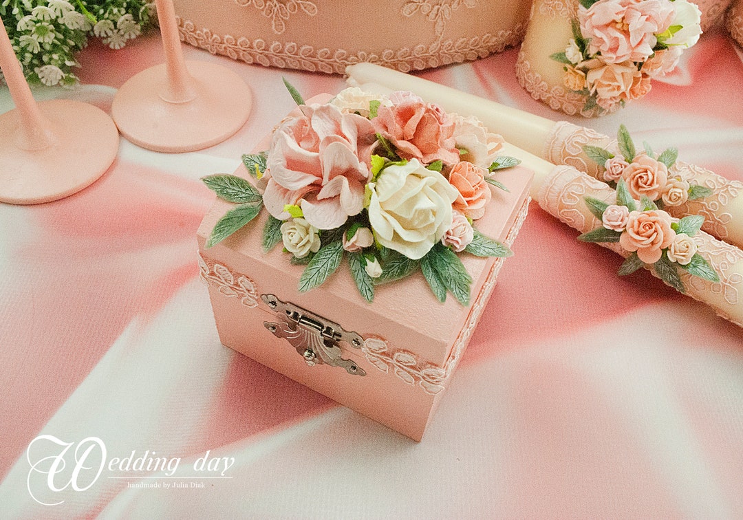 Blush Pink Wedding Ring Box Pale Pink Ring Bearer Pillow Lace Ring ...