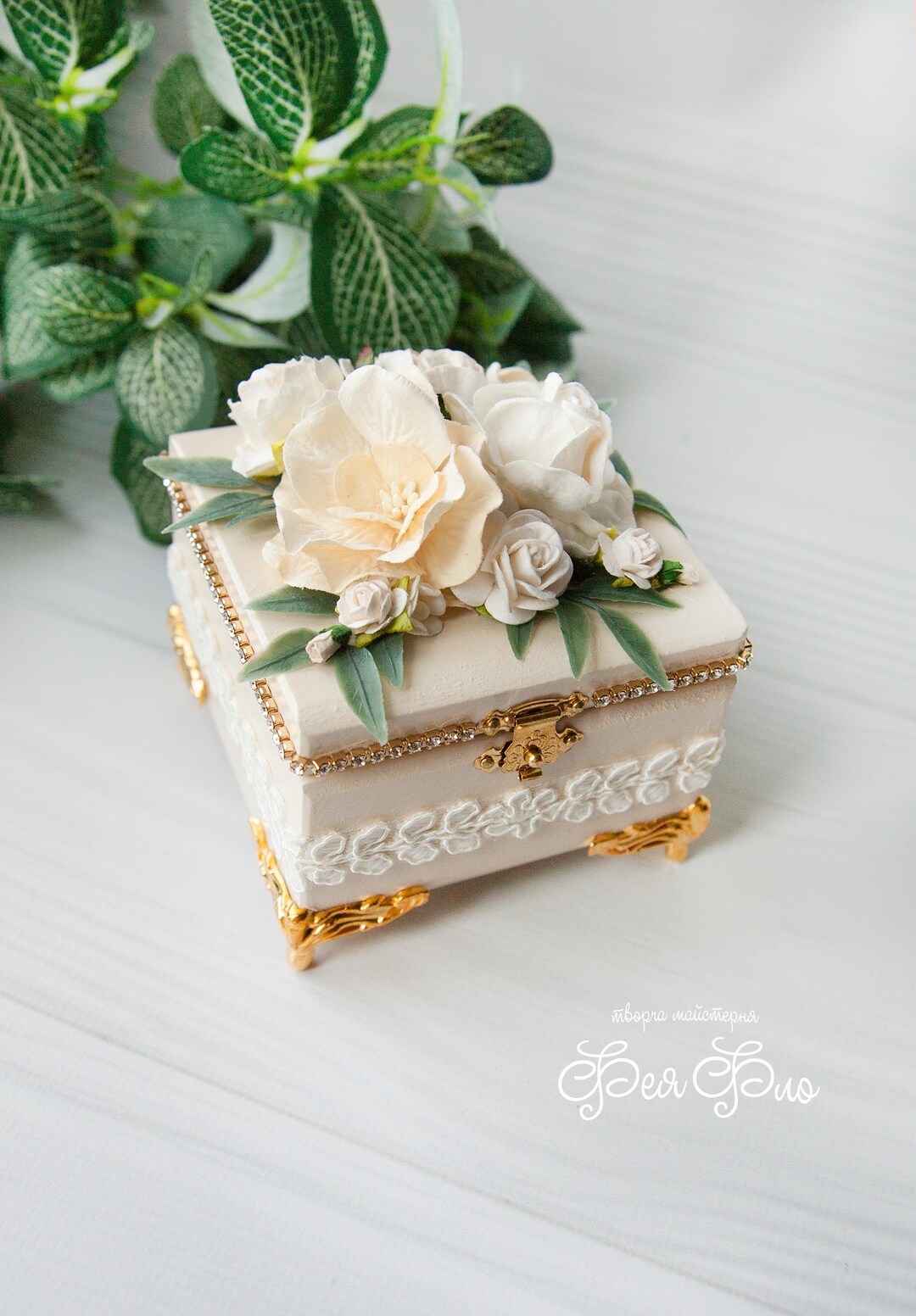Personalized Ivory Wedding Ring Box Lace Ring Bearer Pillow White ...