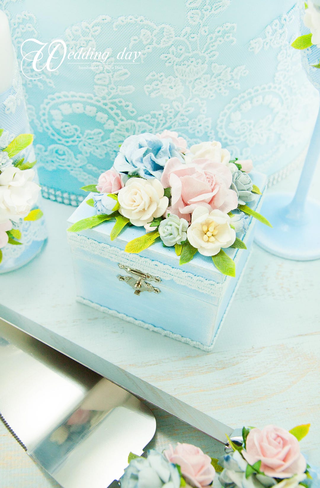 Dusty Blue Wedding Ring Box Light Pink Lace Ring Box Blush Pink Ring ...