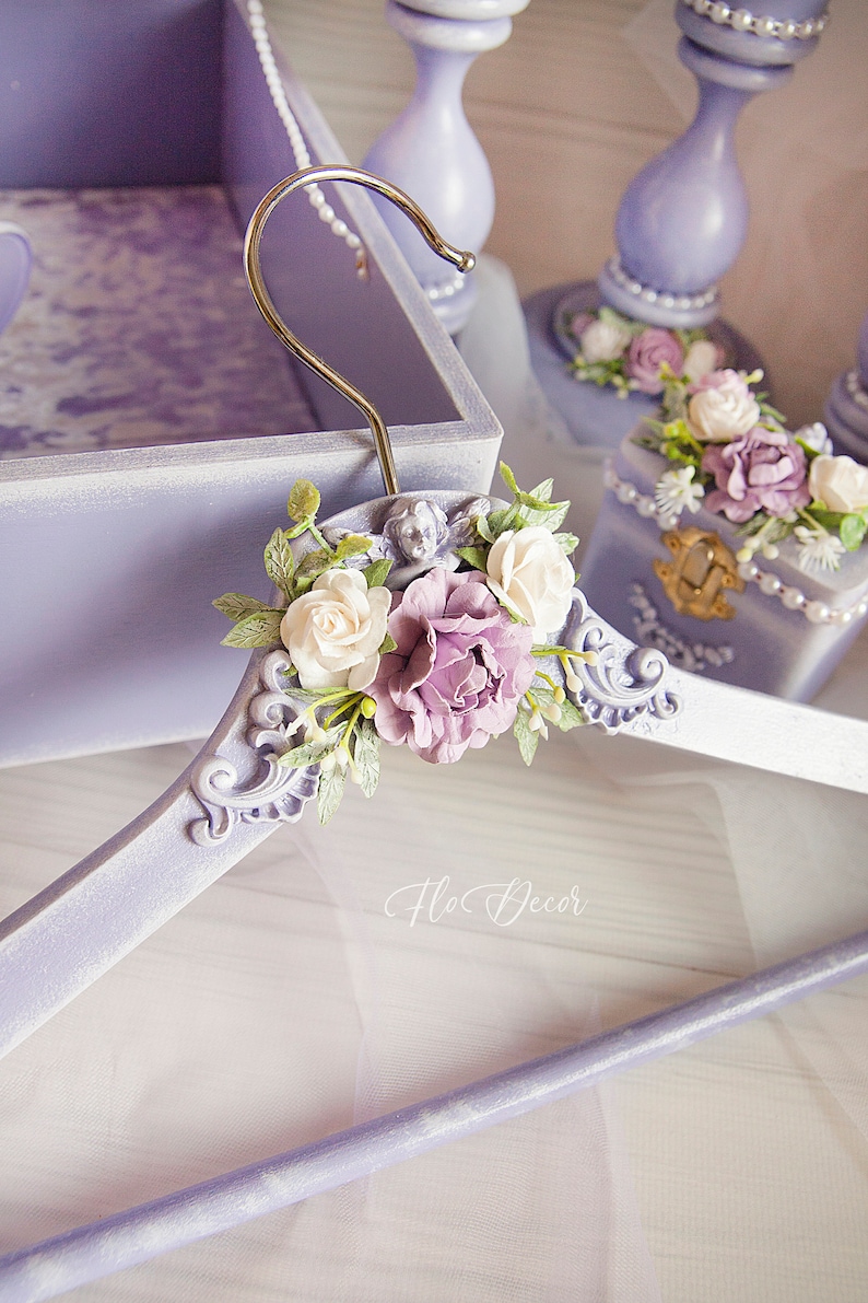 Bridal Purple Wedding Dress Hanger, Lavender Bridesmaid, Floral Hanger ...