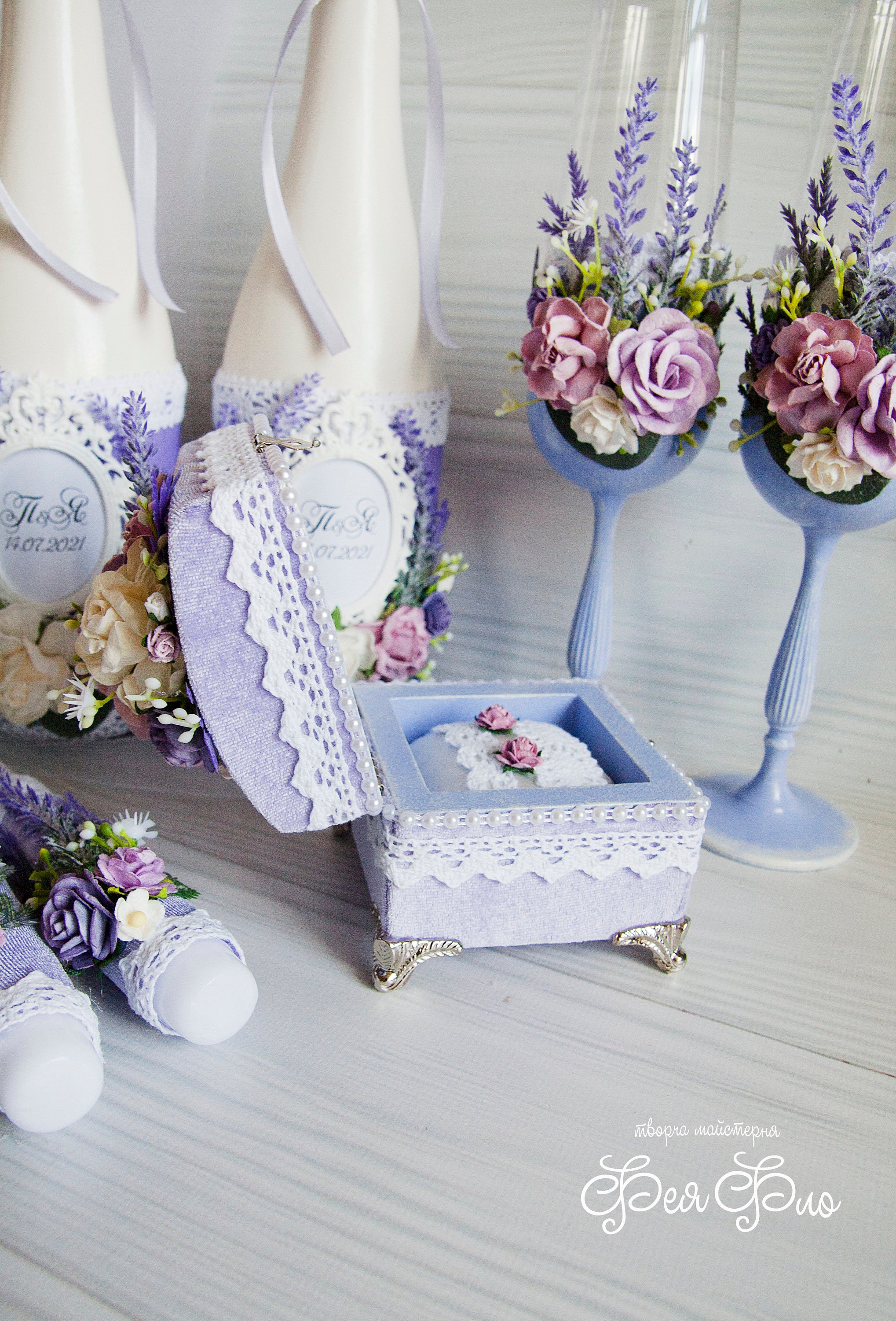 Lavender Wedding Ring Box Purple Ring Bearer Box Velvet Ring - Etsy