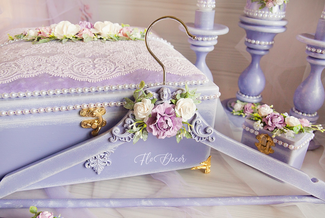 Bridal Purple Wedding Dress Hanger, Lavender Bridesmaid, Floral Hanger ...