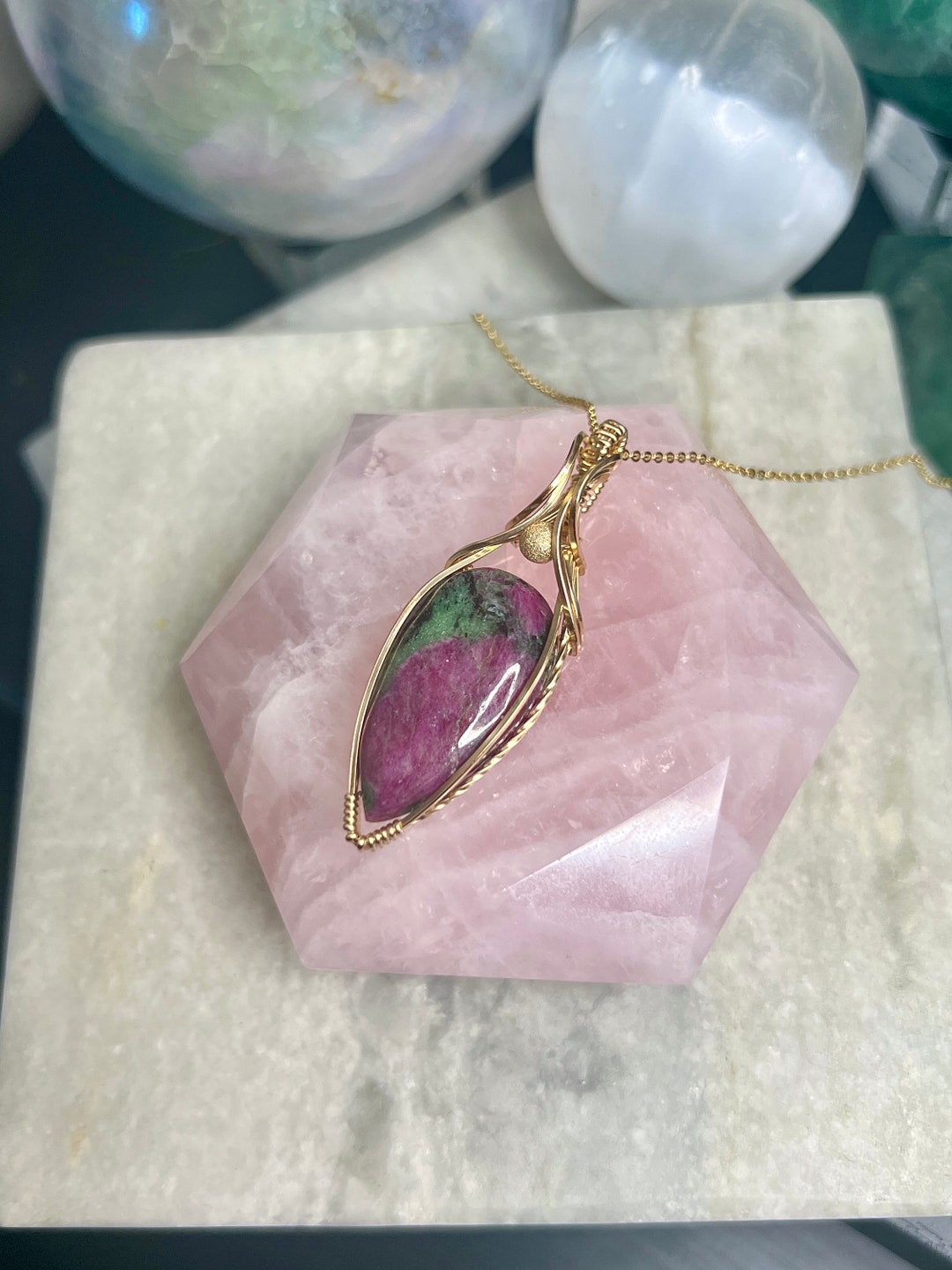Delaney Ruby in Zoisite Necklace in 14k Gold Fill - Etsy