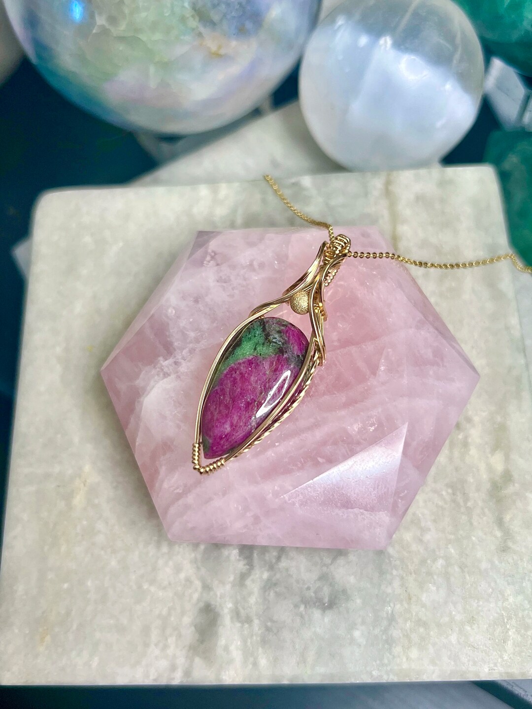 Delaney · Ruby in Zoisite Necklace in 14k Gold Fill - Etsy
