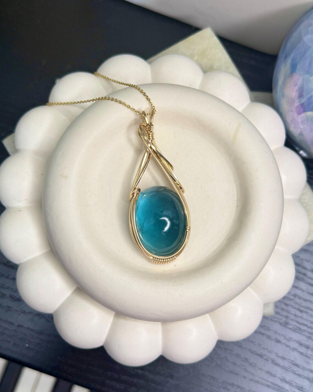 Torrent · Rare Blue Fluorite Necklace in 14k Gold - Etsy