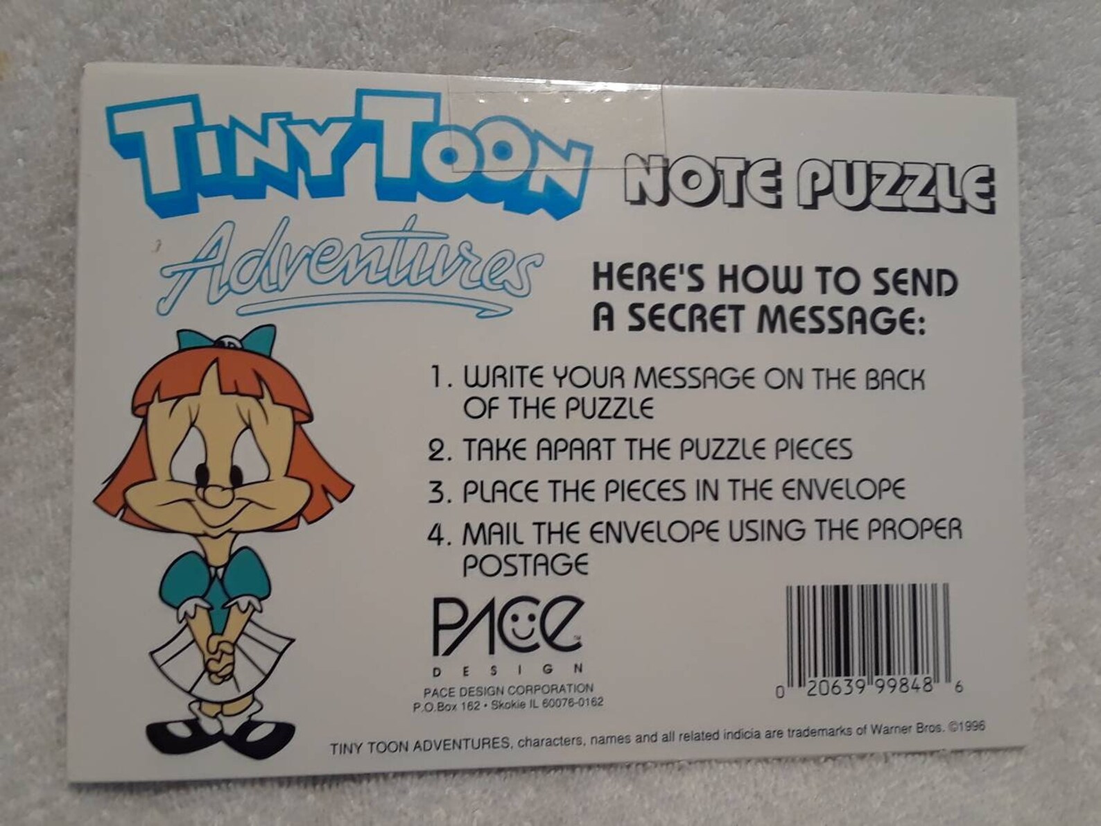 Vintage Looney Tunes Tiny Toon Secret Message Note Puzzle - Etsy