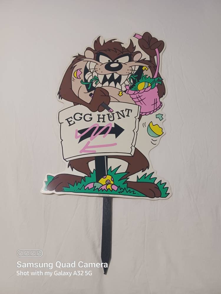 Vintage Looney Tunes Taz Easter Egg Hunt Yard Sign Stake - Etsy