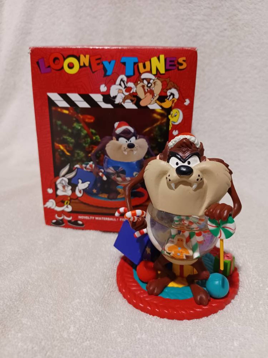 Vintage Looney Tunes Christmas Taz Waterball Figurine - Etsy