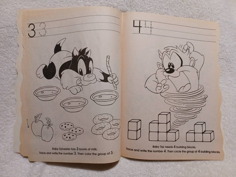 Vintage Looney Tunes Tiny Toon Count on Numbers Coloring & Activity ...