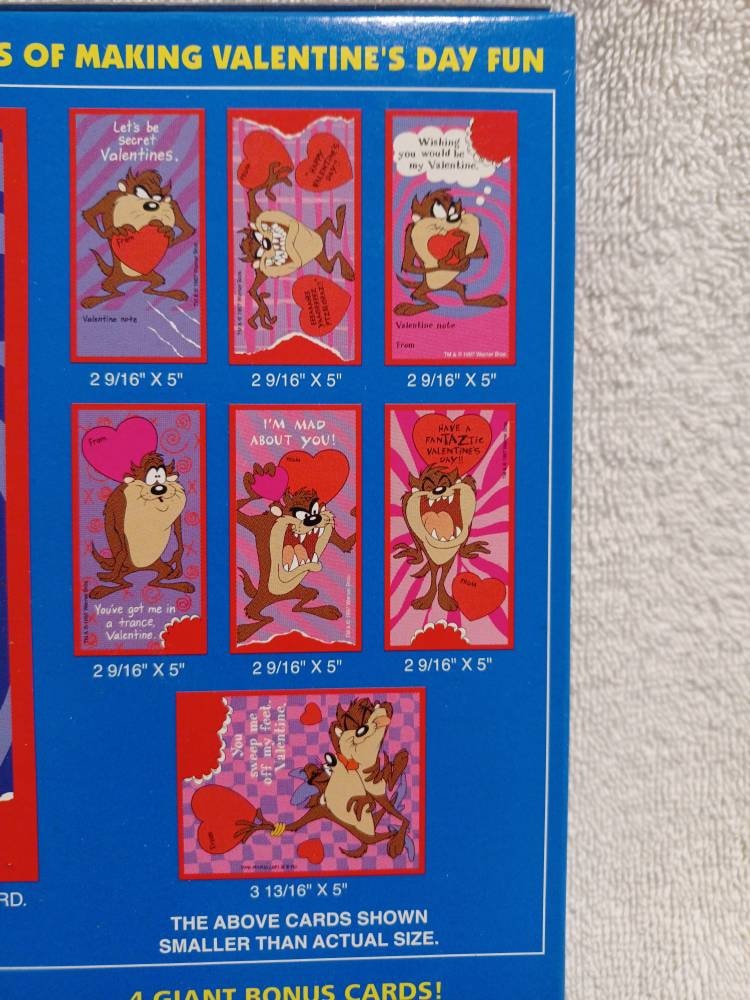 Vintage Looney Tunes Taz Deluxe Valentines Kit Plus Tote Box - Etsy