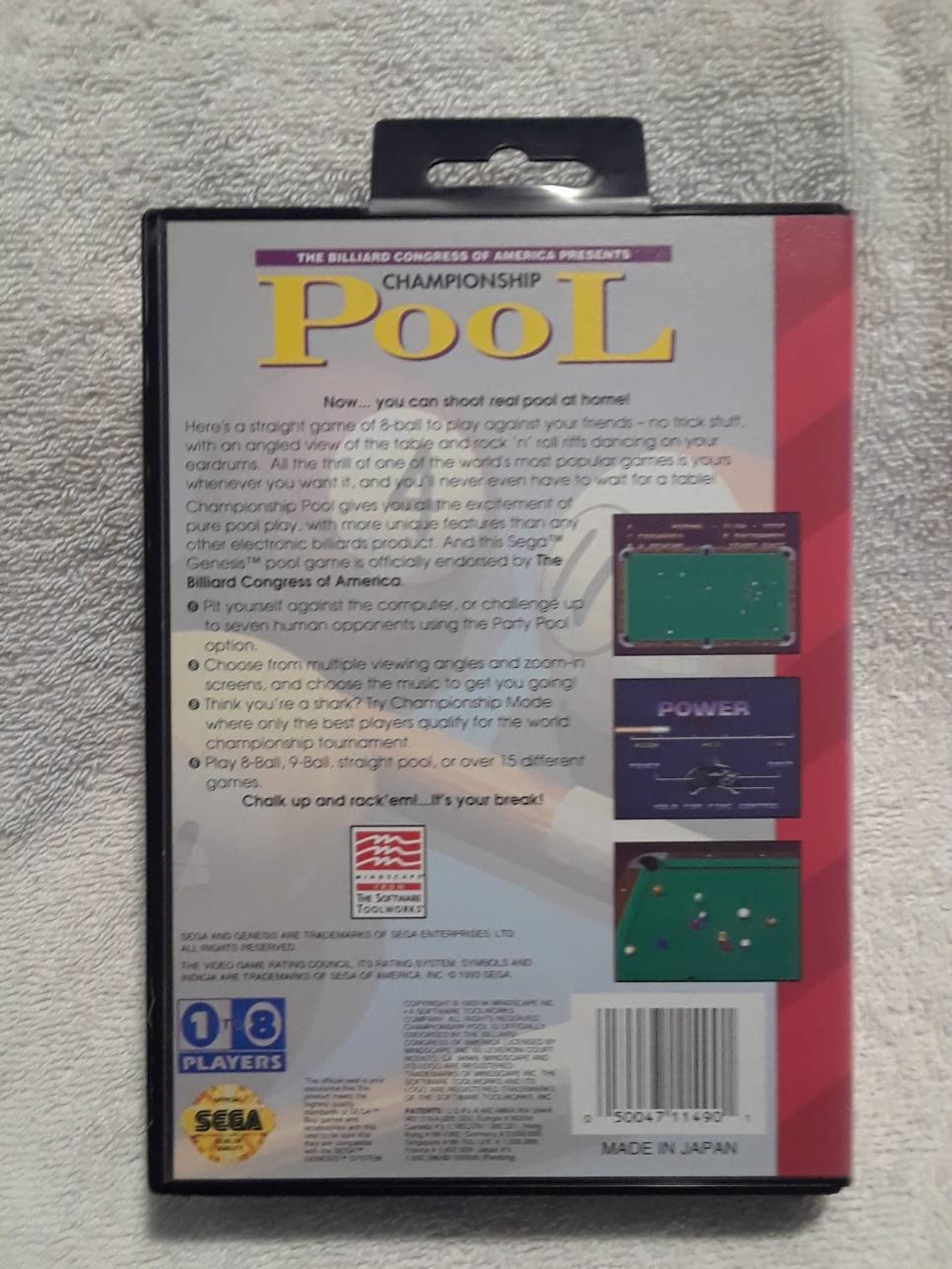 Sega Genesis Championship Pool Video Game - Etsy