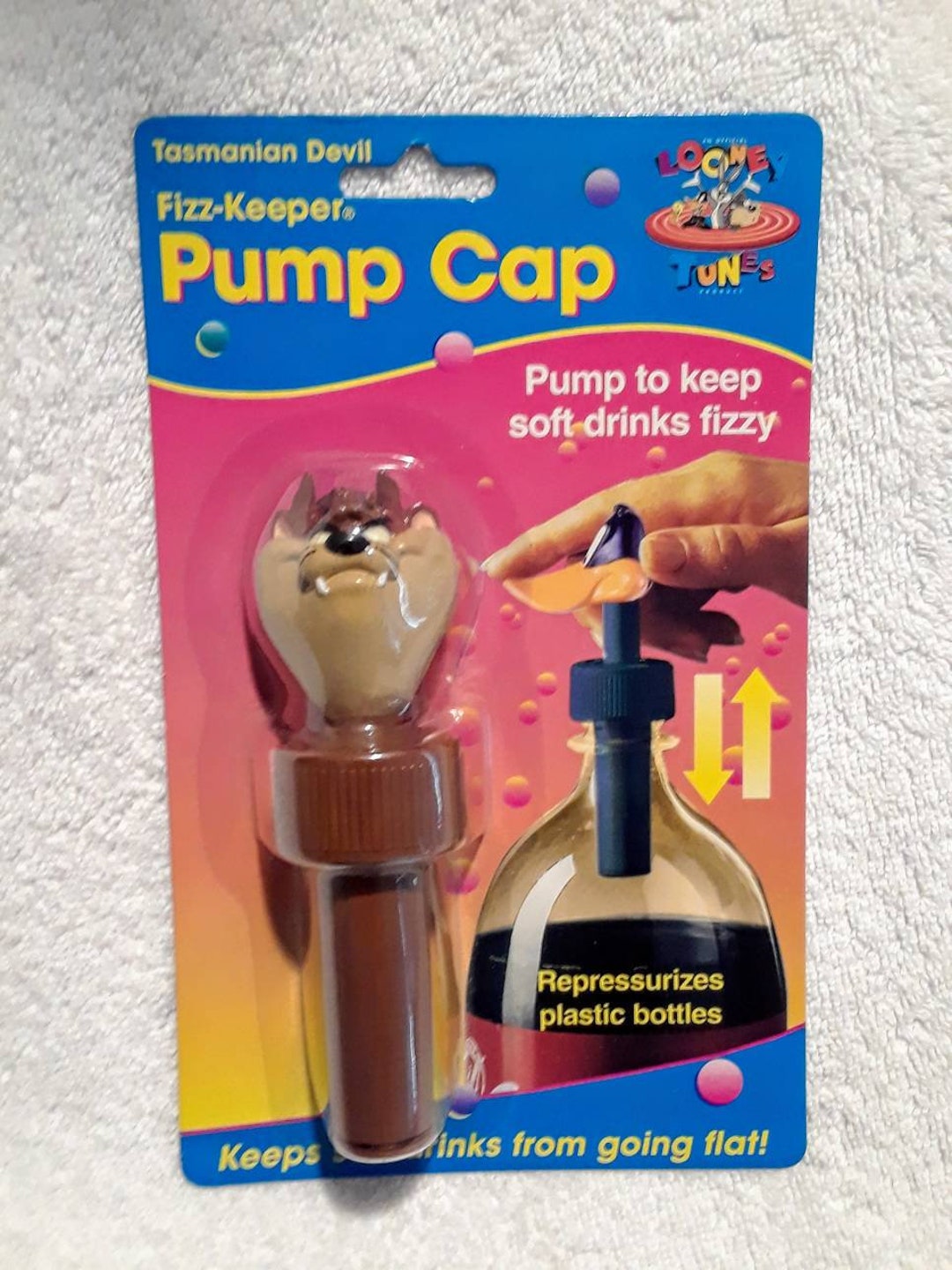 Vintage Looney Tunes Taz Fizz Keeper Pump Cap - Etsy