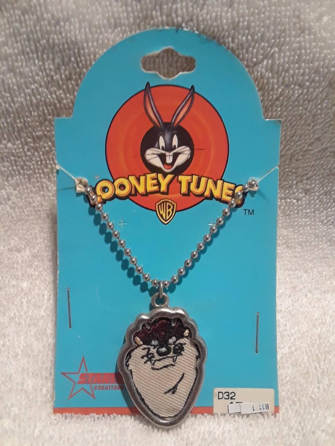 Vintage Looney Tunes Taz Face Embroidered Necklace - Etsy