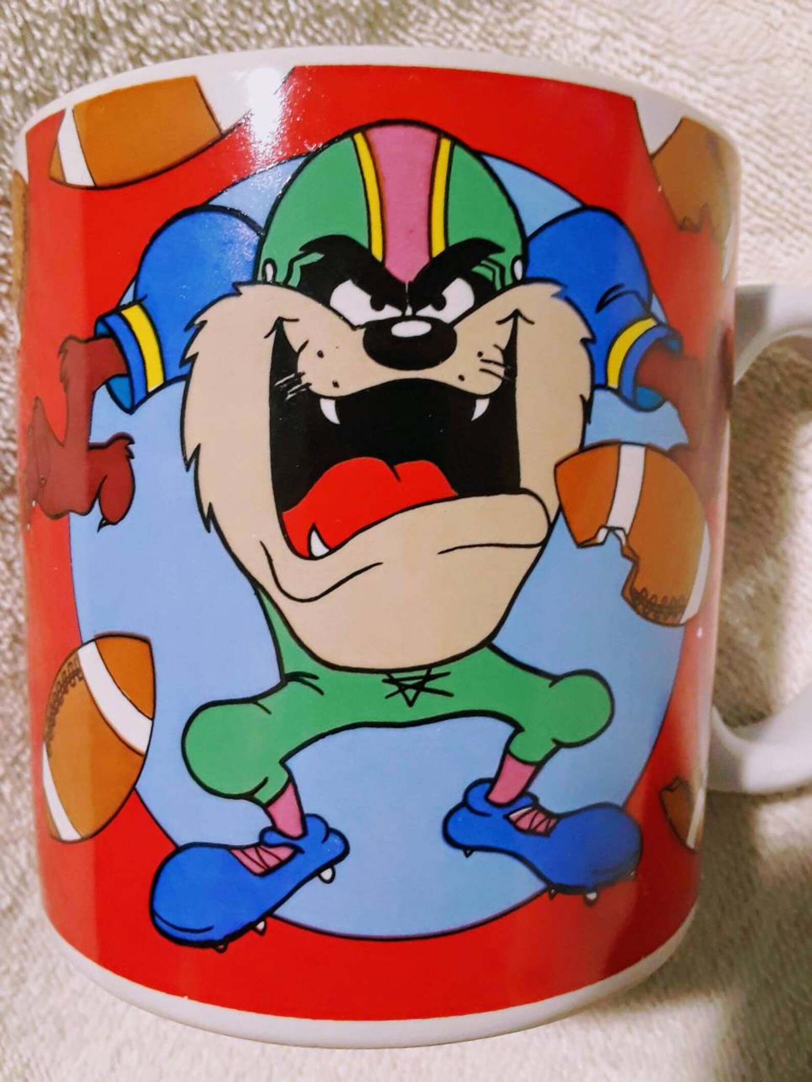 Vintage Looney Tunes Taz Football Player Coffee Mug - Etsy