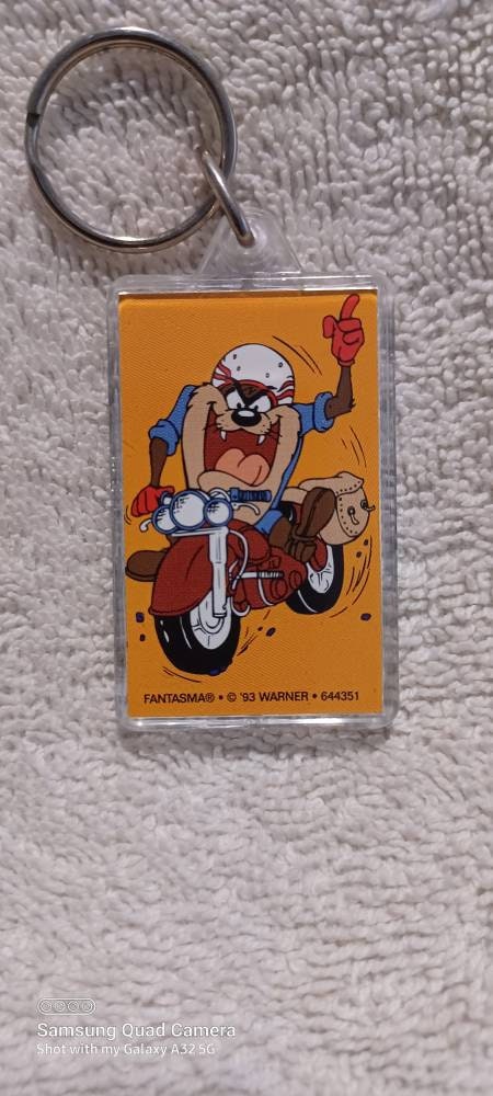 Vintage Looney Tunes Biker Taz Holographic Keyring - Etsy