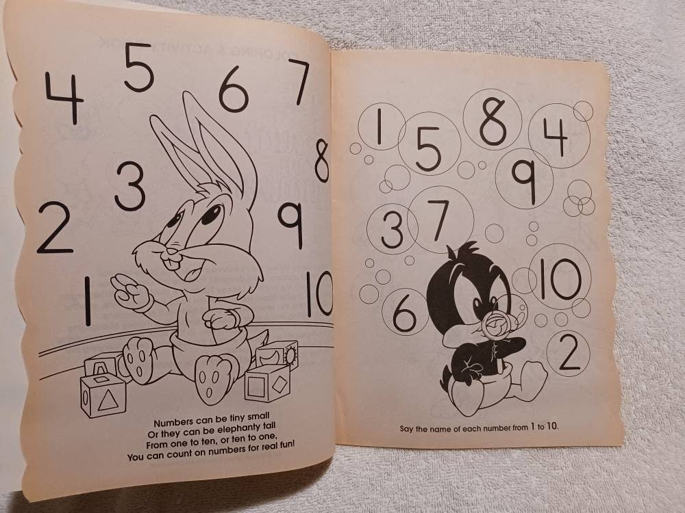 Vintage Looney Tunes Tiny Toon Count on Numbers Coloring & Activity ...