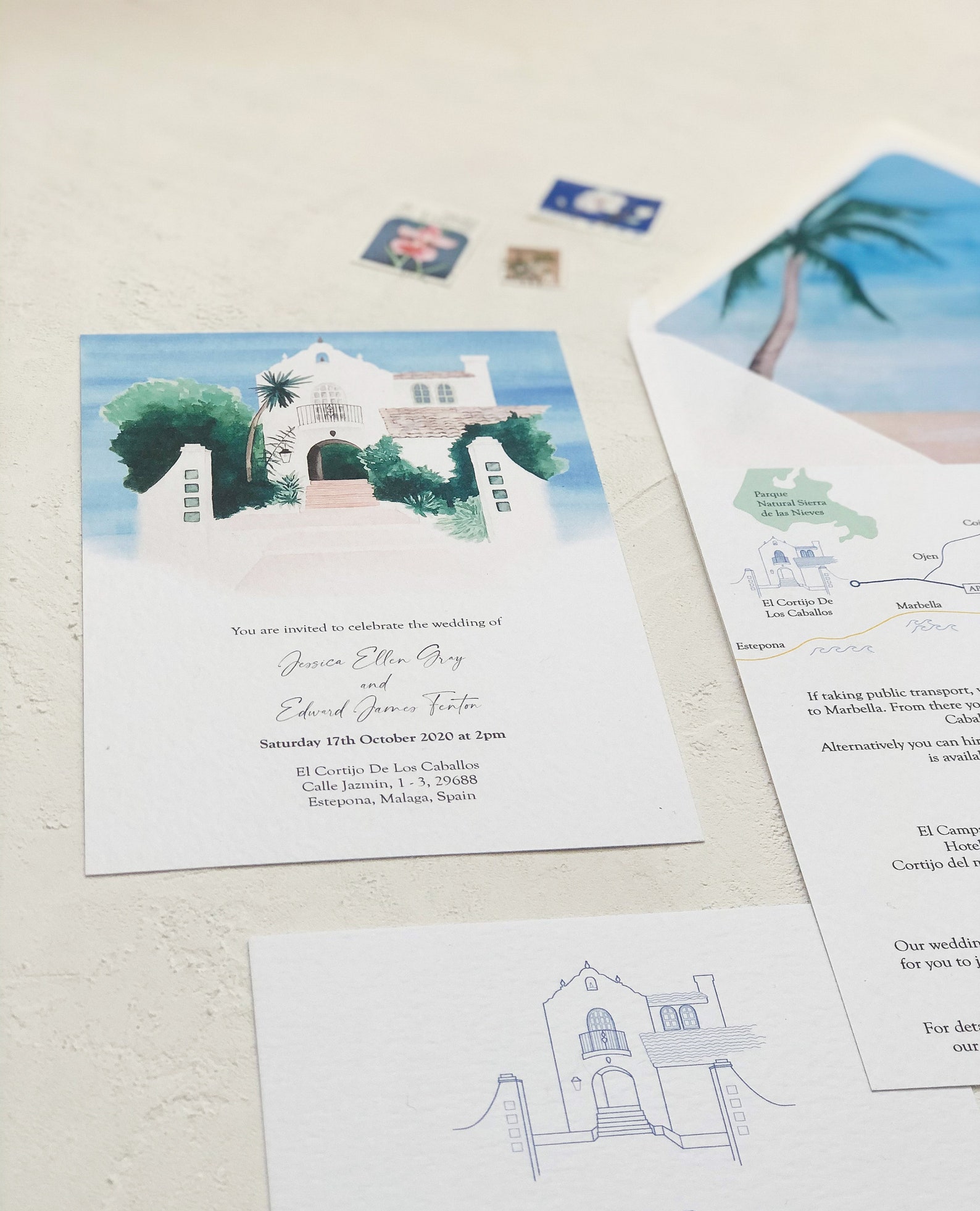 Destination wedding invitation suite Watercolour travel | Etsy