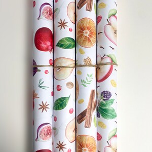 Luxury Christmas Wrapping Paper | Botanical Pomegranate Fig Cinnamon ...