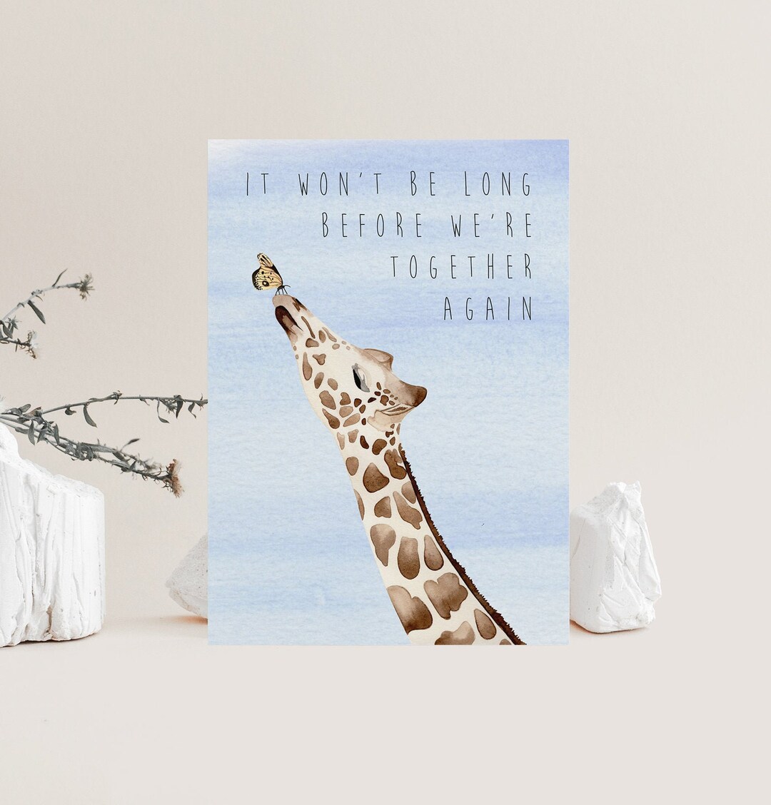 Giraffe Miss You Card: Watercolor Friendship Card - Etsy