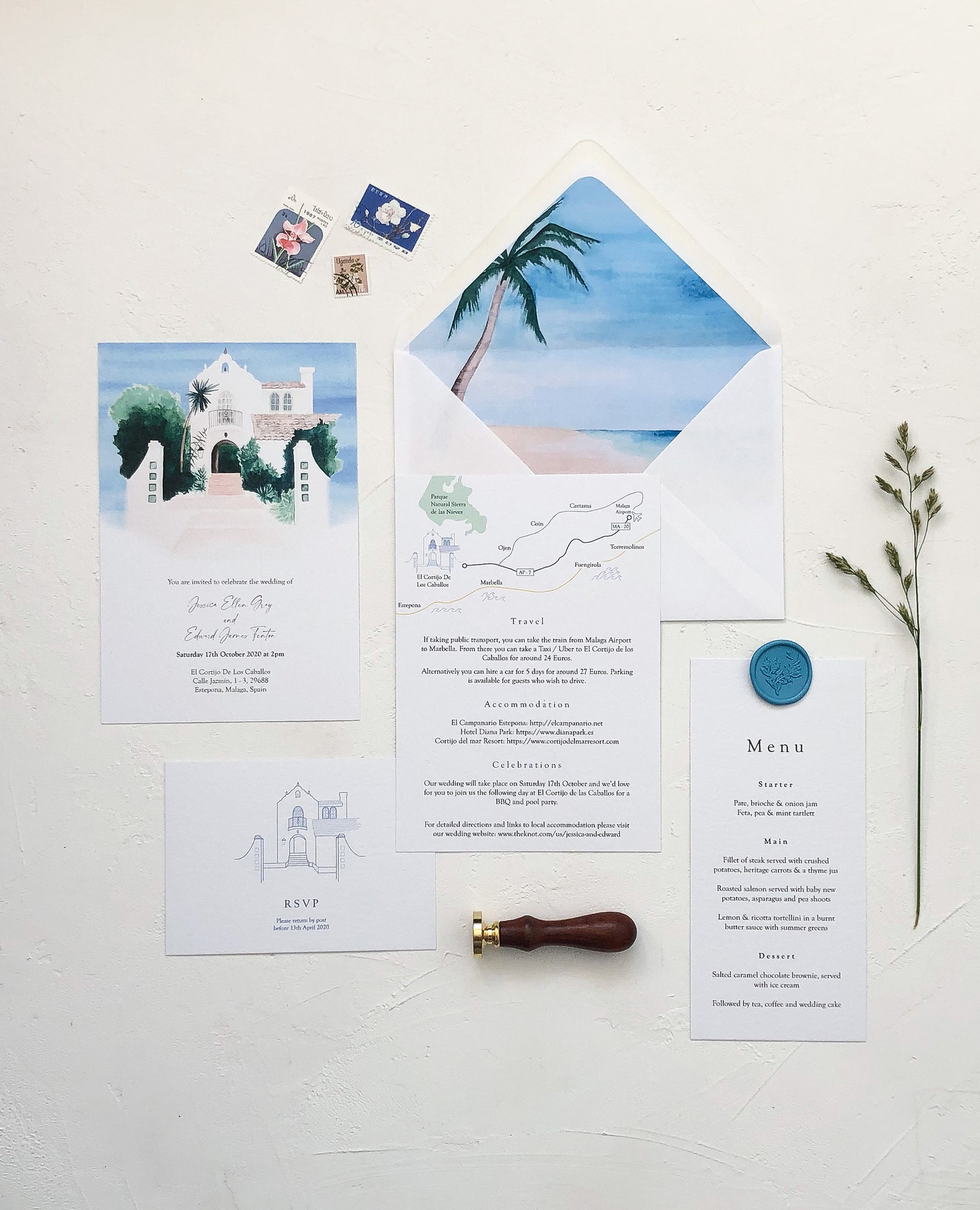 Destination wedding invitation suite Watercolour travel | Etsy