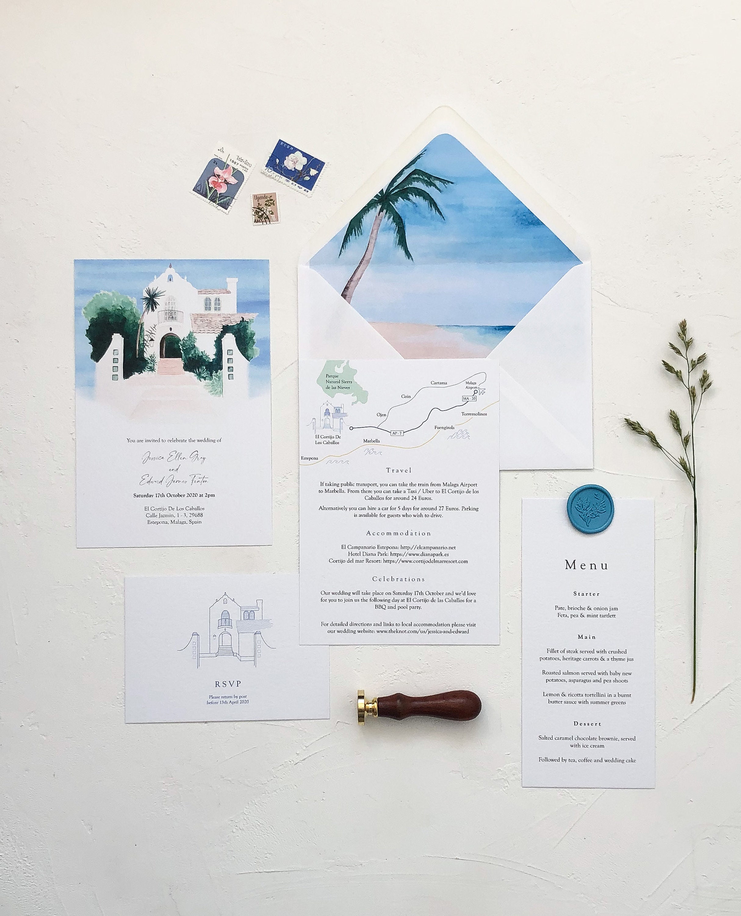 Destination wedding invitation suite Watercolour travel | Etsy